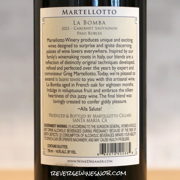 INSIDER DEAL! Martellotto La Bomba Paso Robles Cabernet Sauvignon