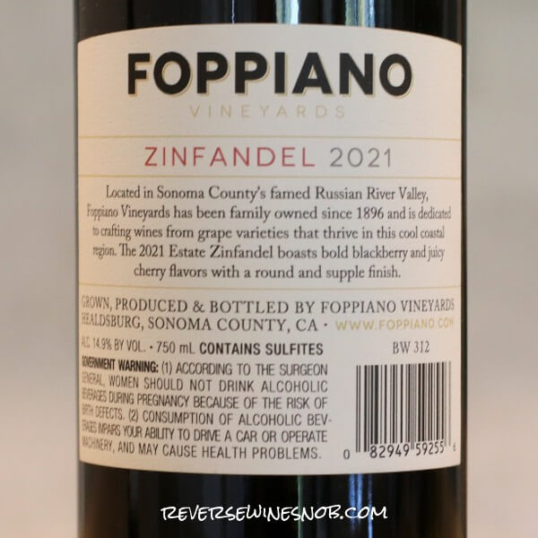 INSIDER DEAL! Foppiano Russian River Valley Zinfandel • Reverse Wine Snob