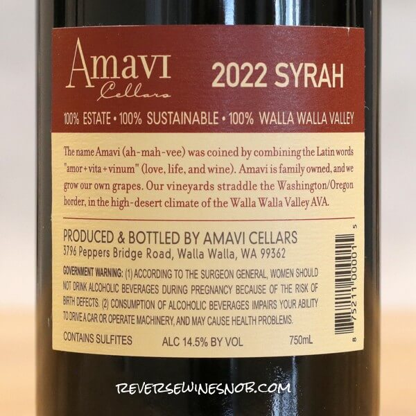 INSIDER DEAL! Amavi Cellars Walla Walla Valley Syrah Nirvana