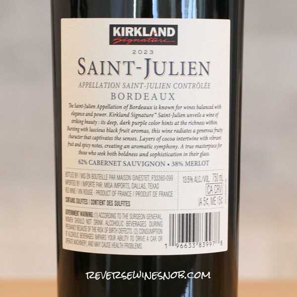 Kirkland Signature Saint-Julien Bordeaux Review • Reverse Wine Snob